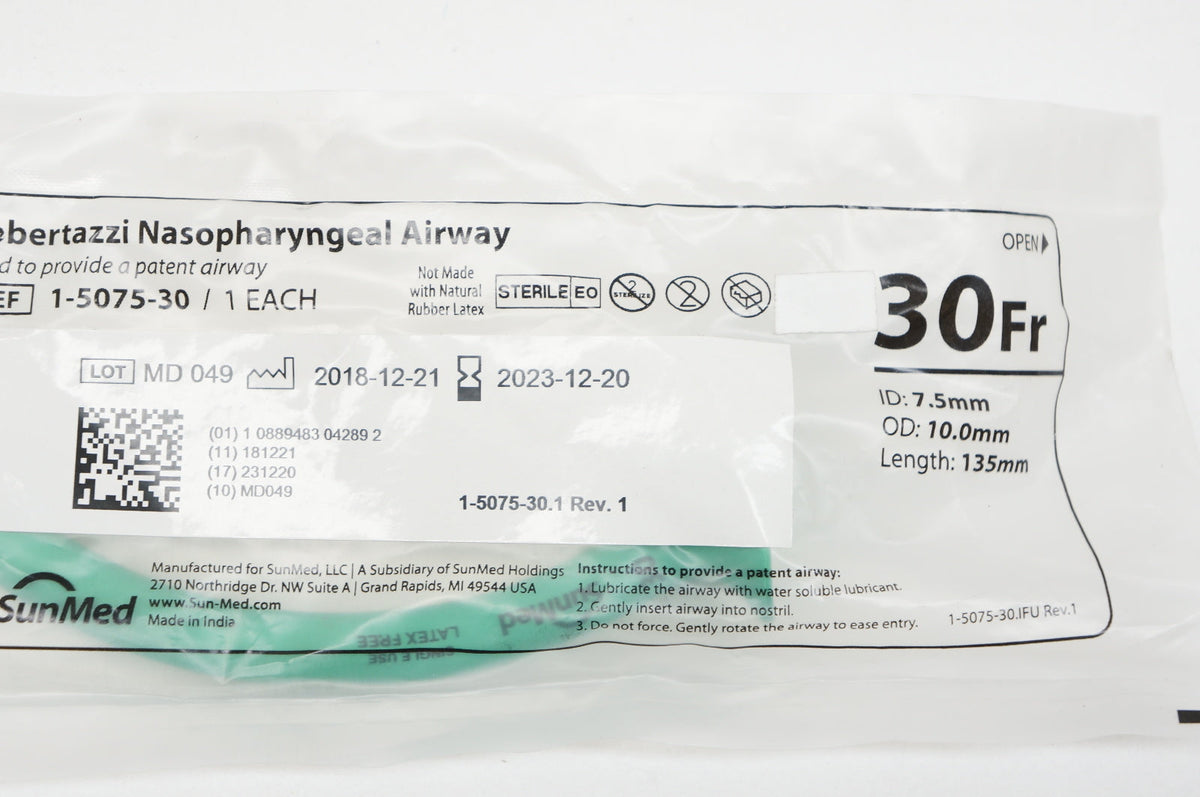 SunMed 1-5075-30 Robertazzi Nasopharyngeal Airway, Size 30Fr. – Imedicsales