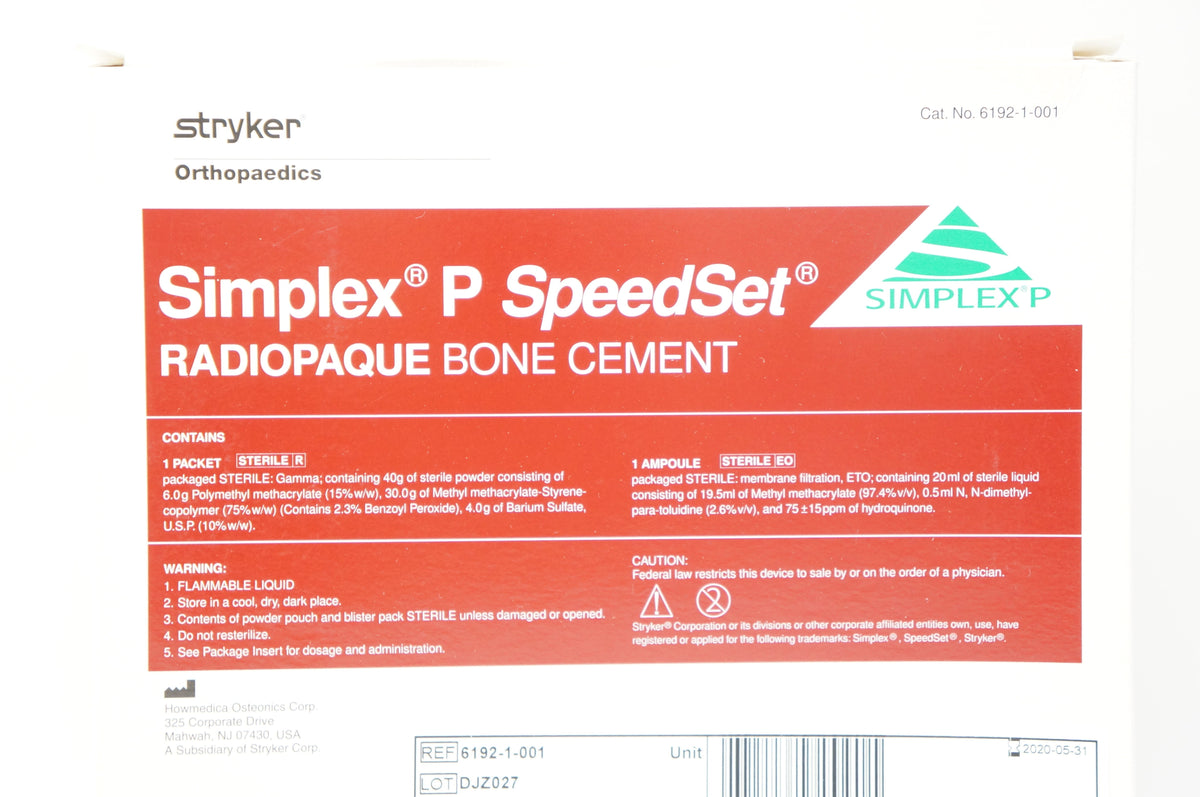 Stryker 6192-1-001 Simplex P Speed Set Radiopaque B o n e Cement (x) – Imedicsales