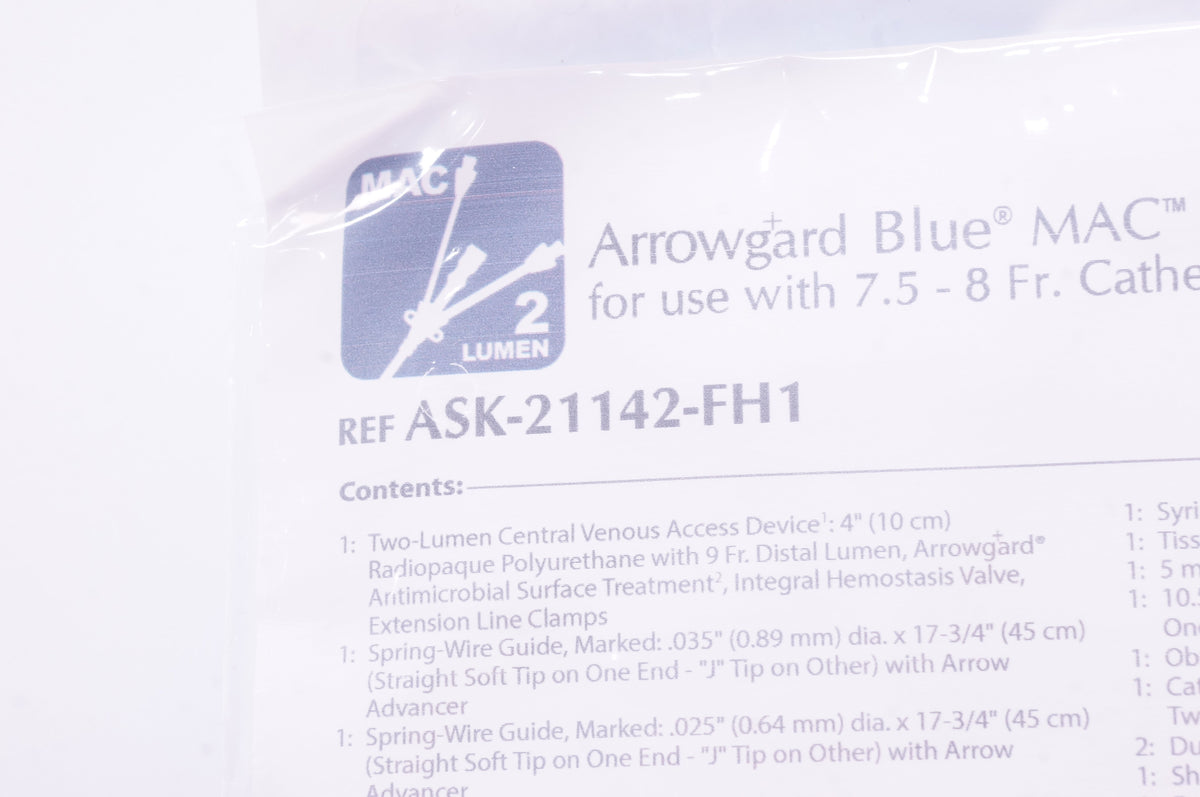Arrow ASK-21142-FH1 ARROWgard Blue MAC Two-Lumen Central Venous 9Fr. – Imedicsales