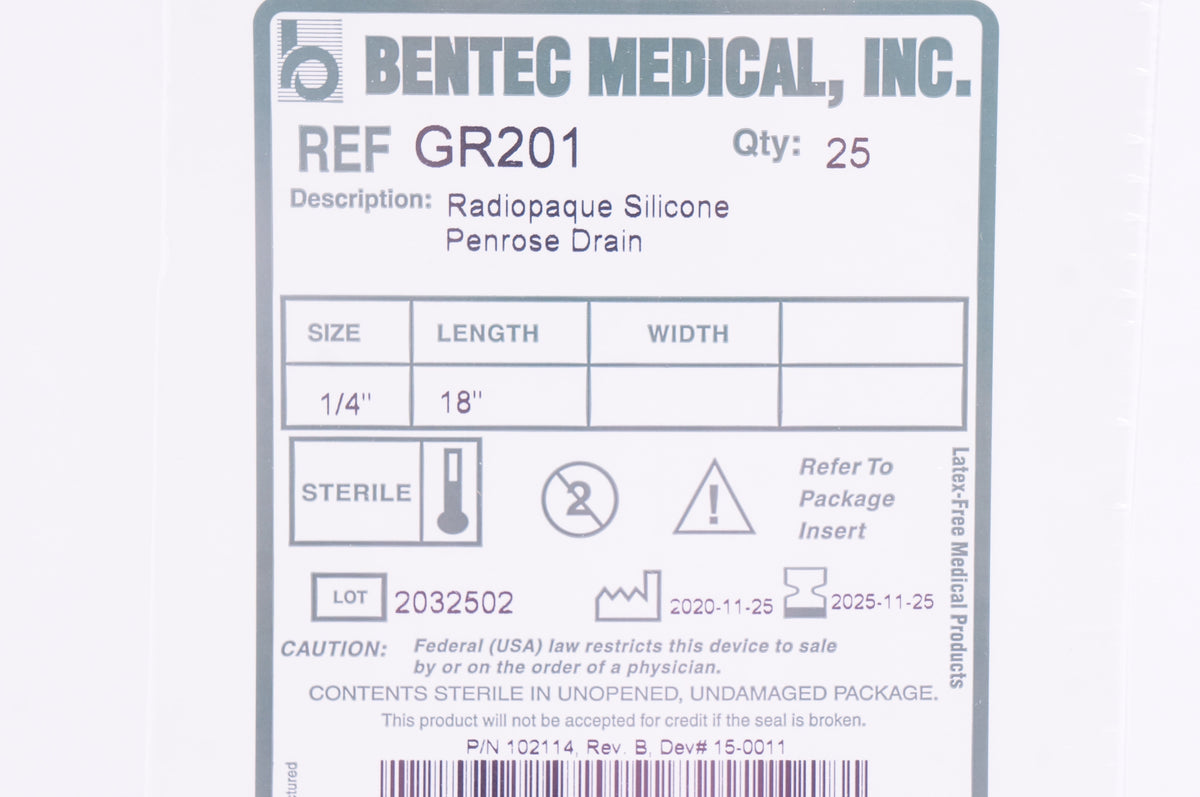 Bentec Medical GR201 Radiopaque Silicone Penrose Tube 1/4inch x 18inch – Imedicsales