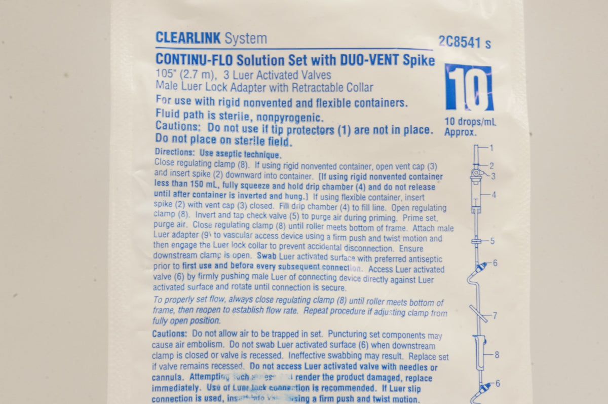 Baxter 2C8541 s Clearlink System Continu-Flo Solution Set, 10 drops/mL – Imedicsales
