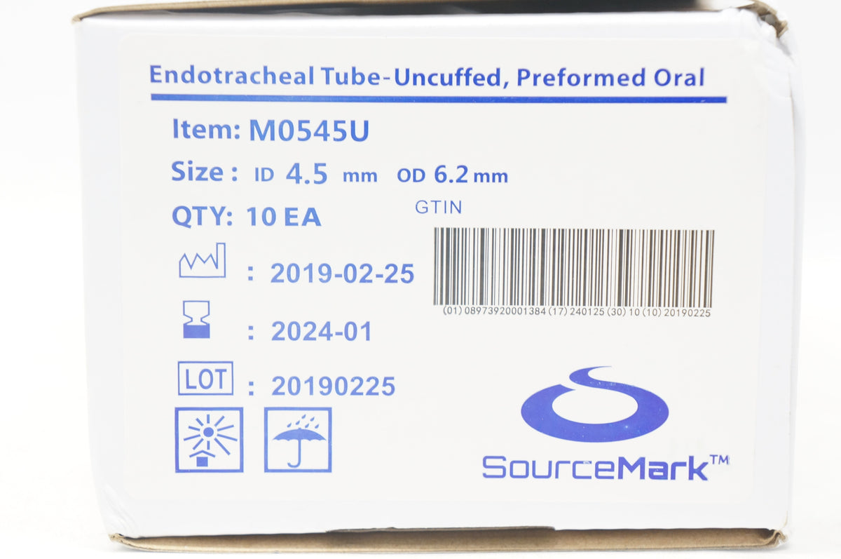 SourceMark M0545U Endotracheal Tube - Uncuffed, 4.5 ID x 6.2mm OD - Bo – Imedicsales
