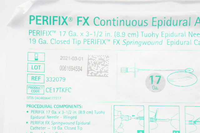 B.Braun 332079 Perifix FX Continuous Epidural Anesthesia Tray 17Ga x 3 – Imedicsales