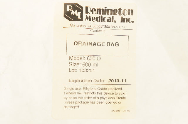 Remington Medical 600-D Drainage Bag 600ml (x) – Imedicsales
