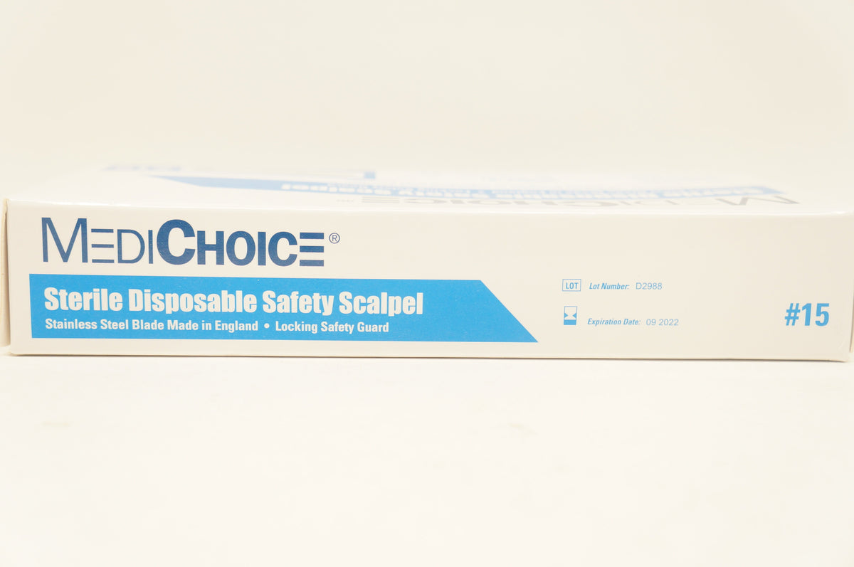 MediChoice 55615 Sterile Disposable Safety Scalpel #15 - Box of 10 – Imedicsales
