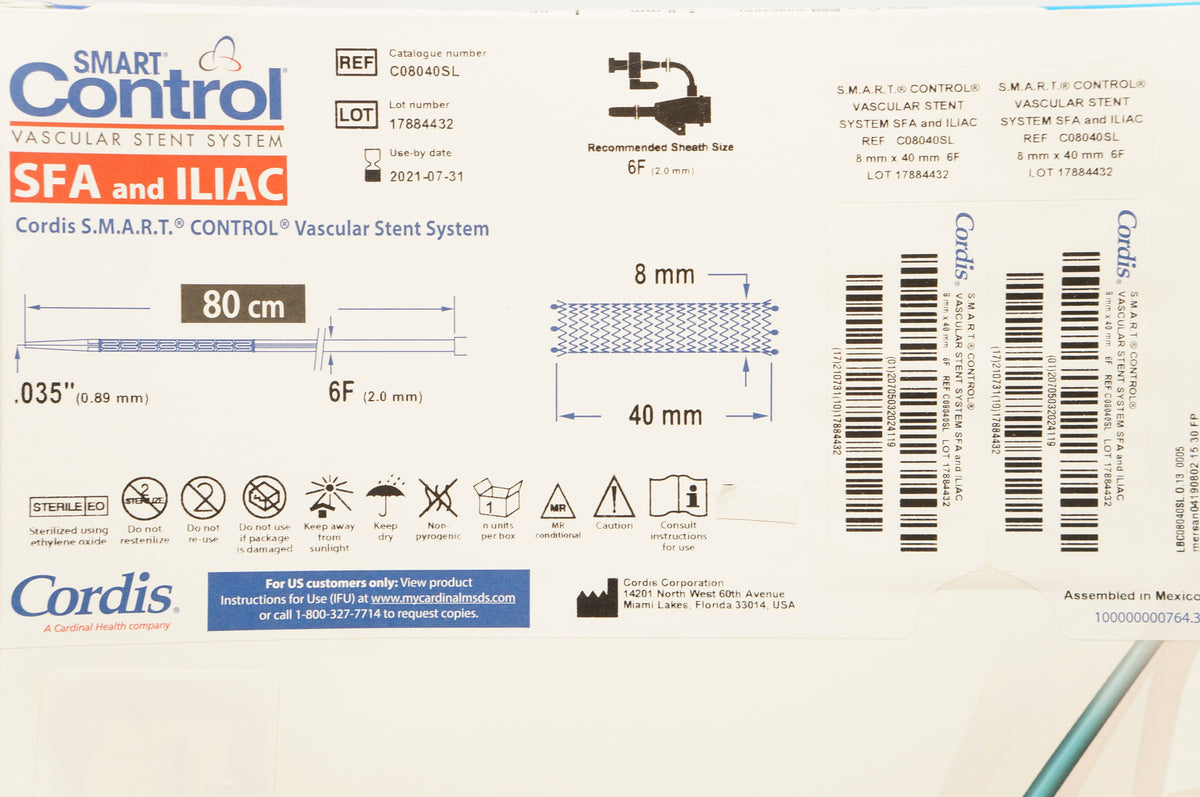 Cordis C08040SL Smart Control SFA & ILIAC Vascular Stent System 6F 80c – Imedicsales