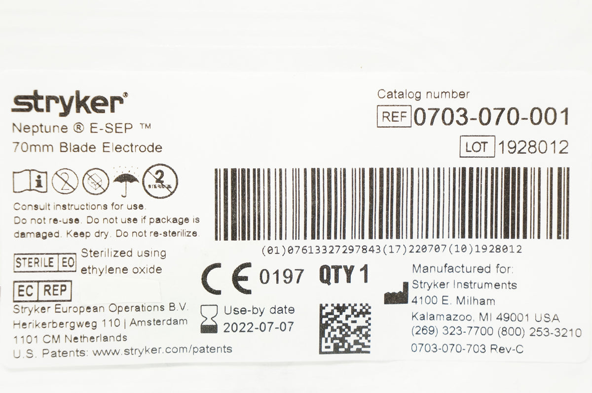 Stryker 0703-070-001 Neptune E-SEP Blade Electrode 70mm (x) – Imedicsales