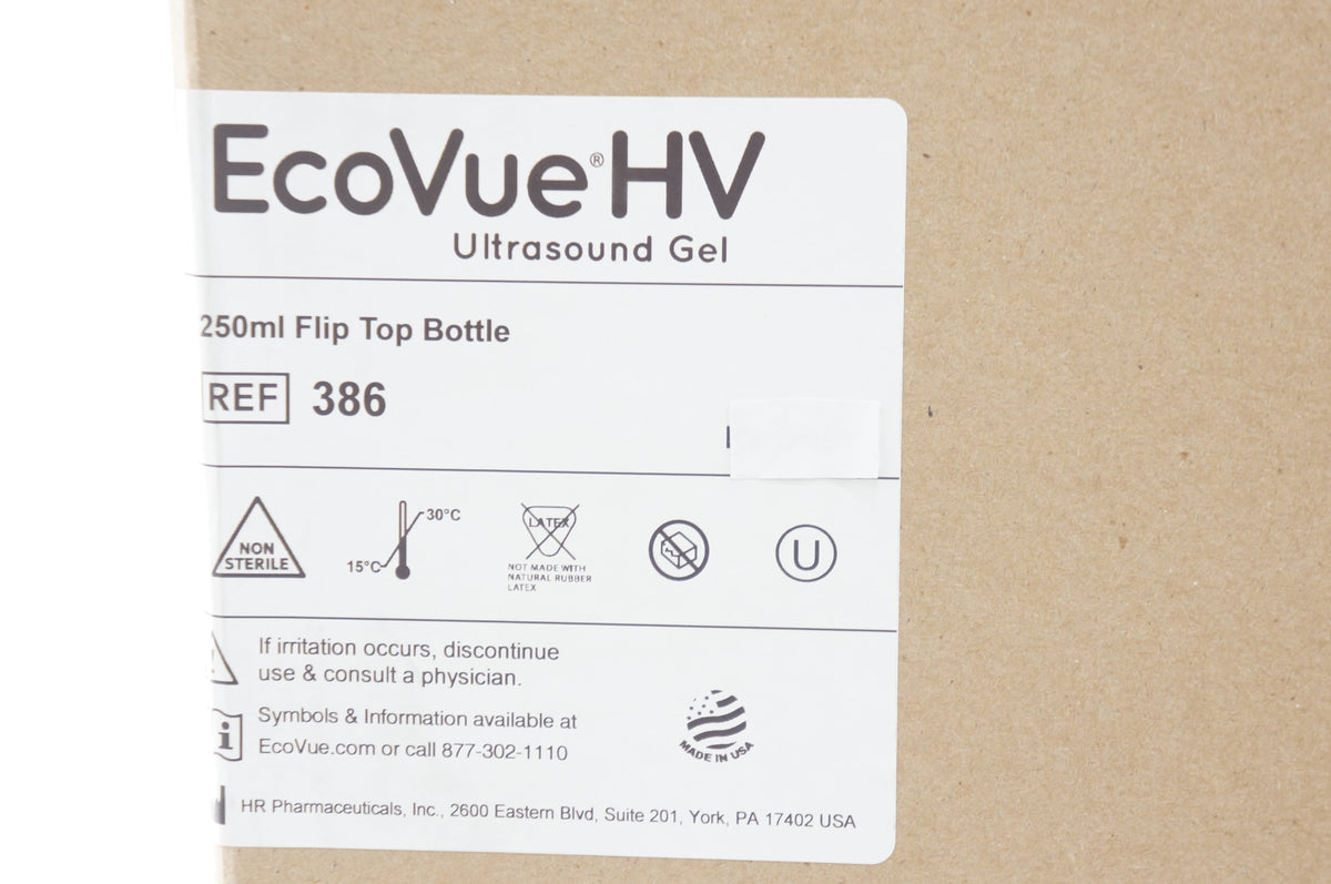 HR Pharmaceuticals 386 EcoVue Ultrasound Gel 250ml (x) - Case of 72 – Imedicsales