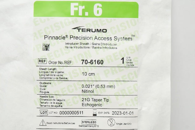 Terumo 70-6160 Pinnacle Precision Access System 6Fr x 10cm – Imedicsales