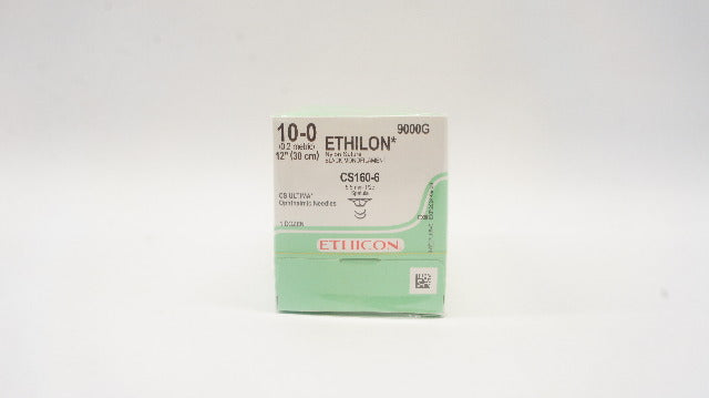 Ethicon 9000G 10-0 Ethilon, CS160-6, 5.5mm 1/2c Spatula ~ Box of 12 – Imedicsales