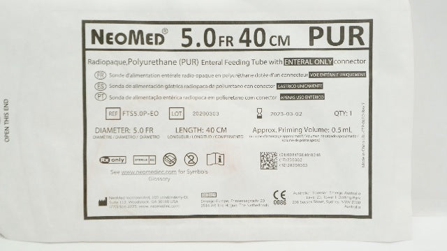 NeoMed FTS5.0P-EO Polyurethane Enteral Feeding Tube 5 Fr x 40 cm 0.5mL – Imedicsales