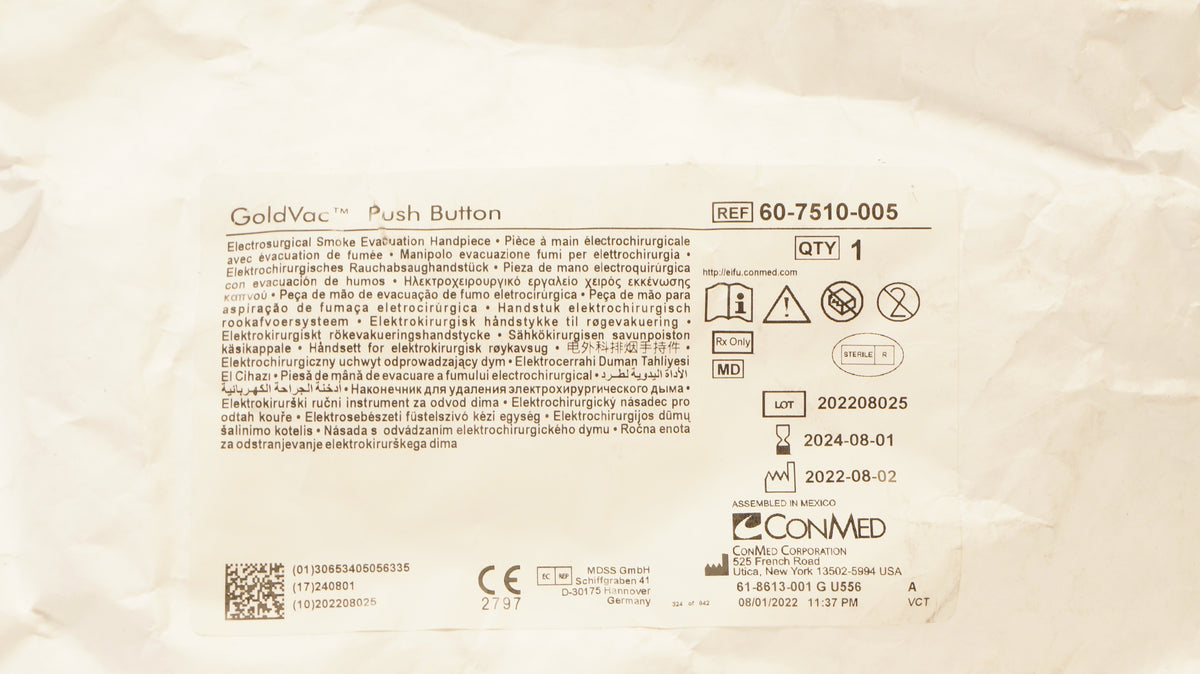 ConMed 60-7510-005 GoldVac Push Button – Imedicsales