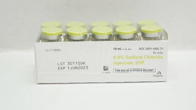 Hospira NDC 0409-4888-90 0.9% Sodium Chloride Injection,USP 10ml (x)- – Imedicsales