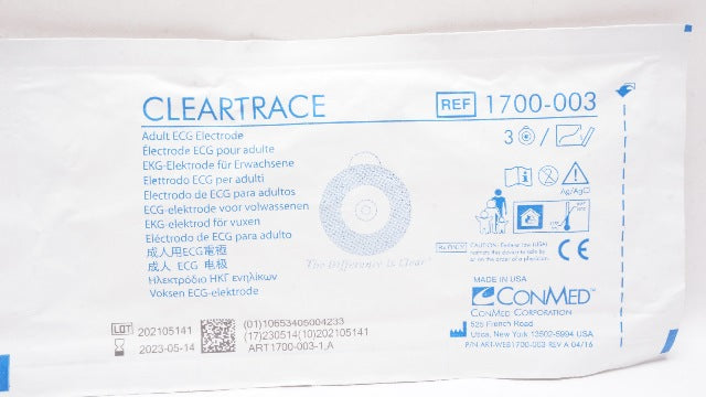 ConMed 1700-003 Cleartrace Adult ECG Electrode (x) - Pack of 3 – Imedicsales