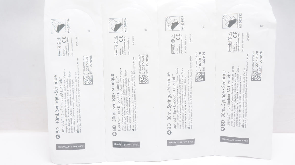 BD 302832 Syringe, Luer-Lok Tip, 30mL - 4 Packs – Imedicsales