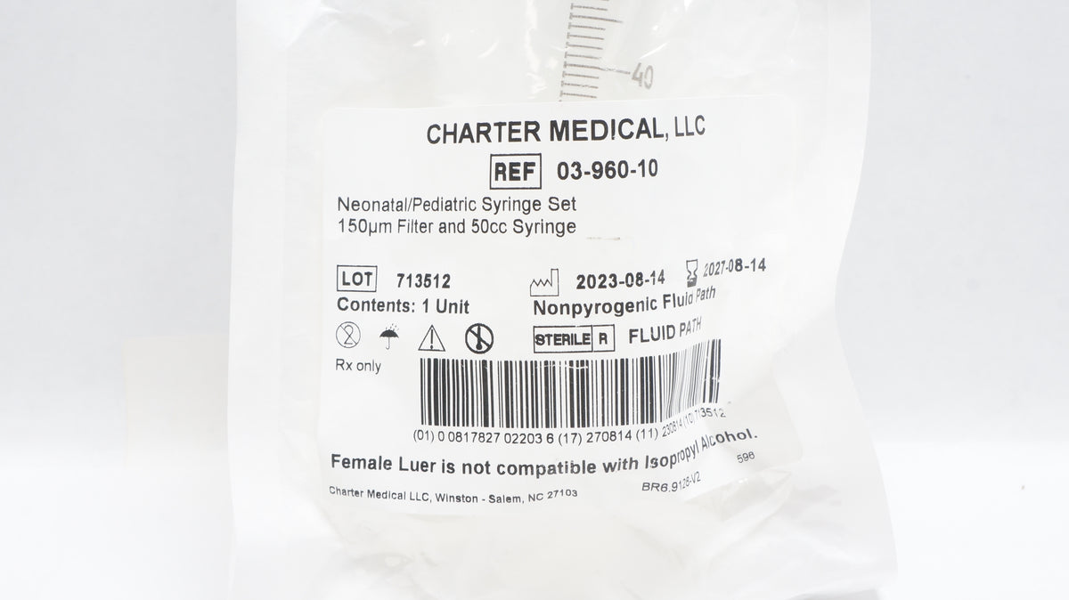 Charter Medical 03-960-10 Neonatal/Pediatric Syringe Set 50cc Syringe – Imedicsales