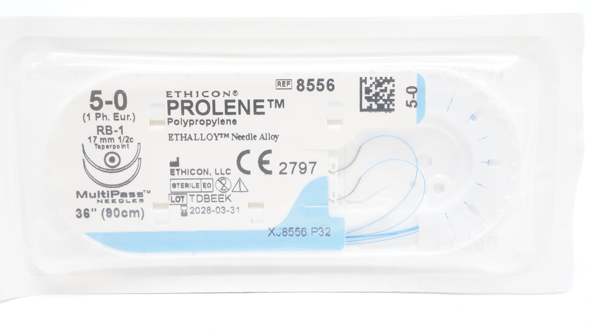 Ethicon 8556 5-0 PROLENE Polypropylene Stre RB-1, 17mm 1/2c Taperpoint – Imedicsales
