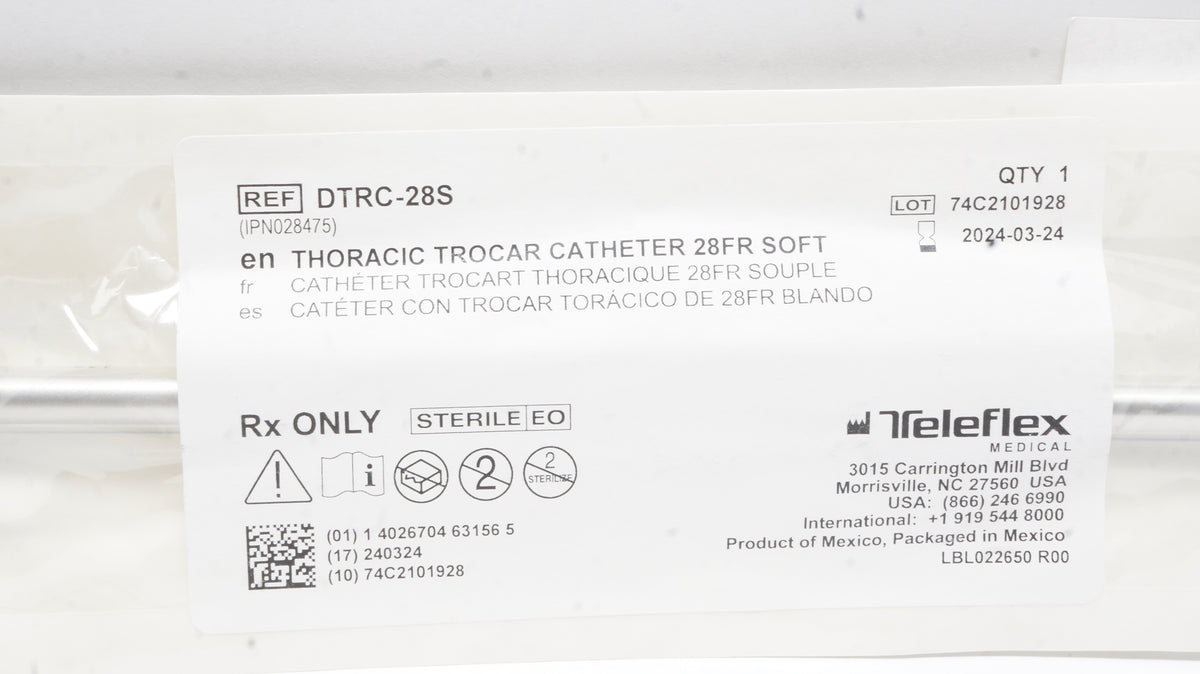 Teleflex DTRC-28S Thoracic Trocar Cath. Soft 28Fr (x) – Imedicsales
