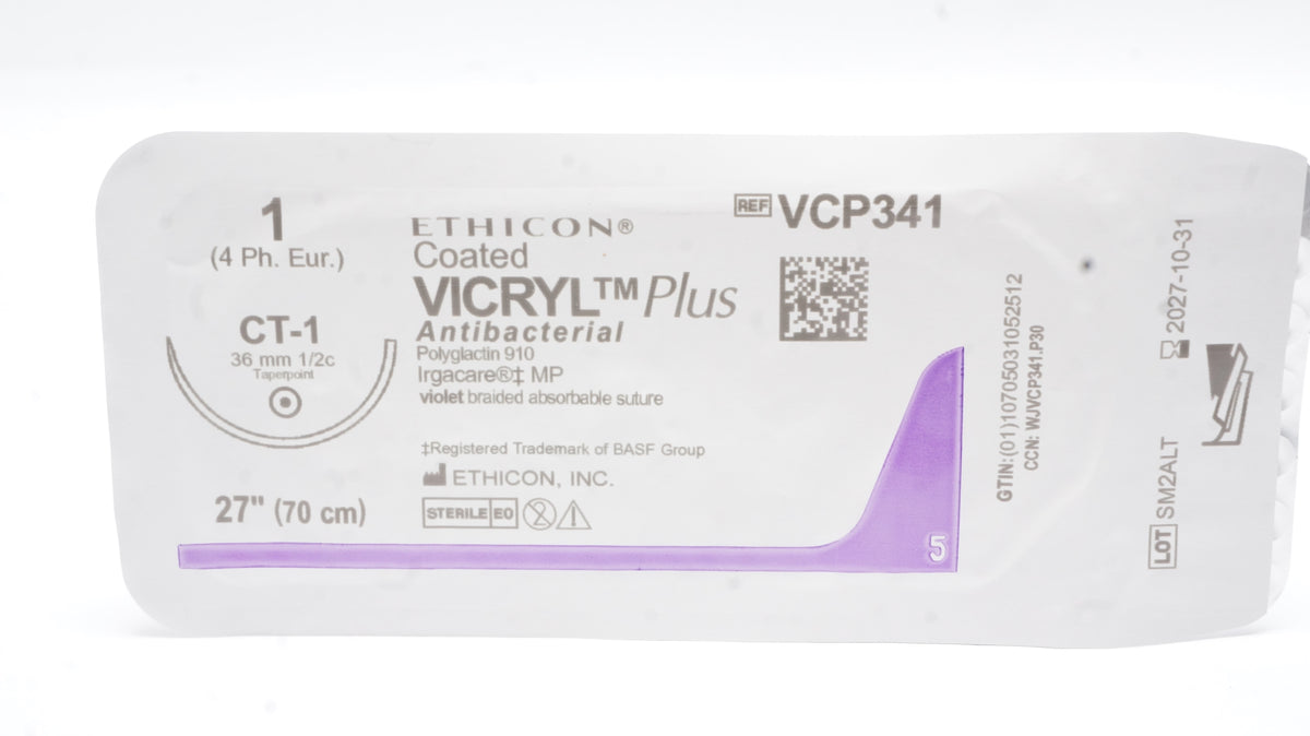 Ethicon VCP341 1 VICRYL Plus W/ Irgacare MP Stre CT-1 36mm 1/2c Taper – Imedicsales