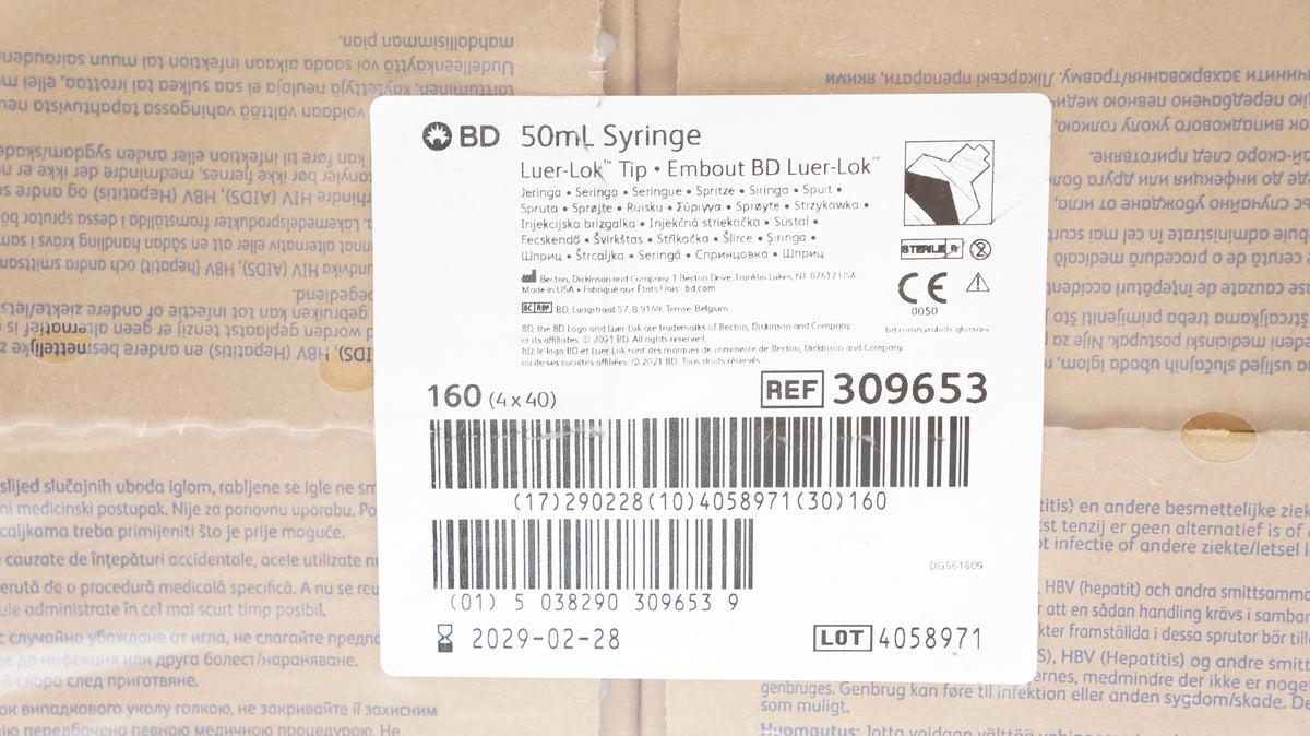 BD 309653 Syringe Luer-Lok Tip 60mL - Box of 160 – Imedicsales