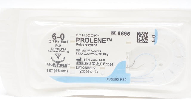 Ethicon 8695 6-0 PROLENE P-3 13mm 3/8c Reverse Cutting 18 inch (x) – Imedicsales