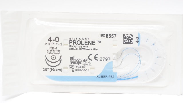 Ethicon 8557 4-0 Prolene Polypropylene Stre RB-1 17mm 1/2c Taperpoint – Imedicsales