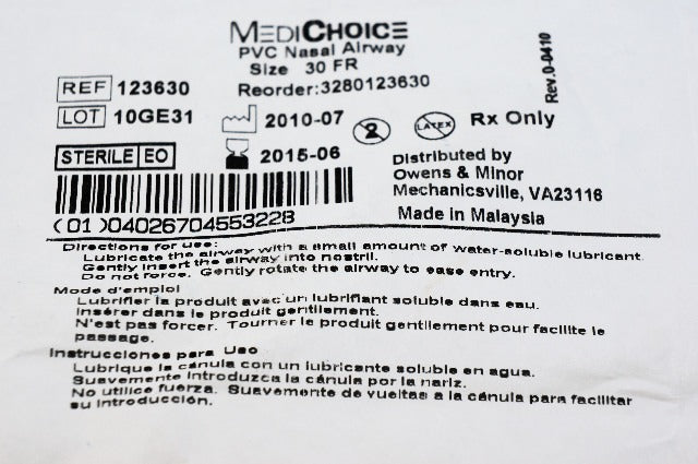 MediChoice 123630 PVC Nasal Airway Size 30Fr. (x) – Imedicsales