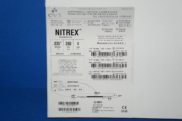 EV3 N352603 NITREX Guidewire 0.035inch x 260cm x 4cm (x) – Imedicsales