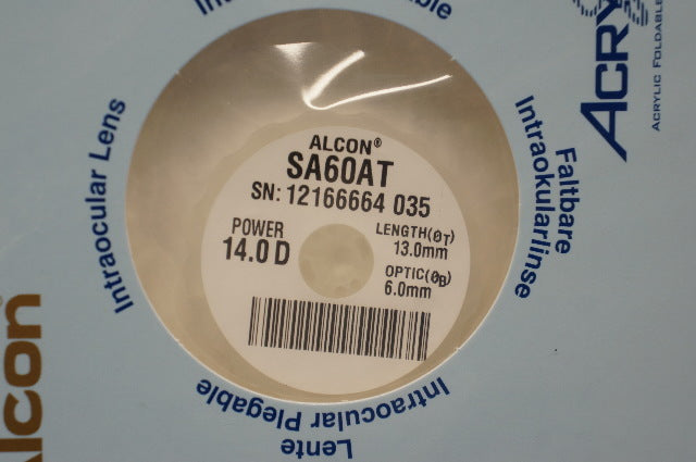 Alcon SA60AT Intraocular Lens, Length 13mm, Optic 6mm, 14.0D(x ...