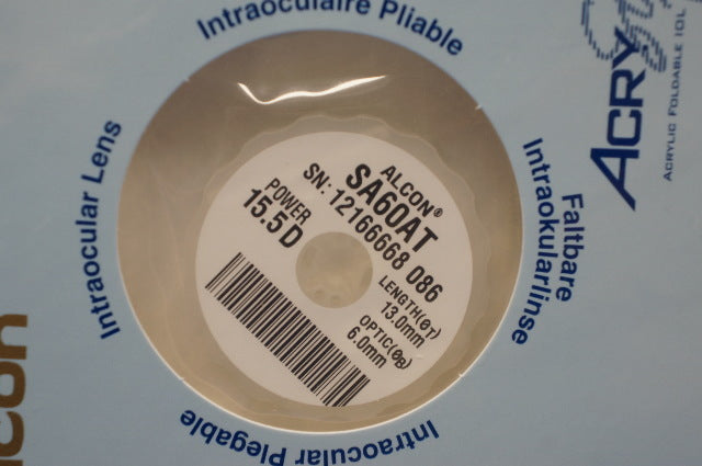 Alcon SA60AT Intraocular Lens, Length 13mm, Optic 6mm, 15.5D(x ...