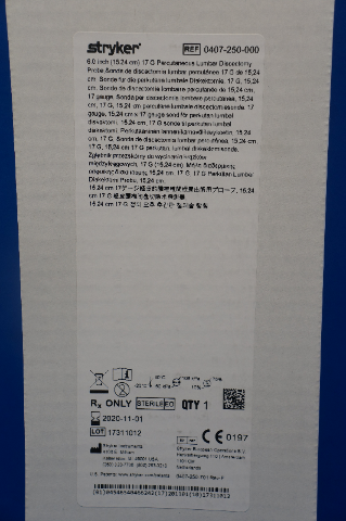 Stryker 0407-250-000 Percutaneous Lumbar Discectomy Probe 6.0inch 17G ...