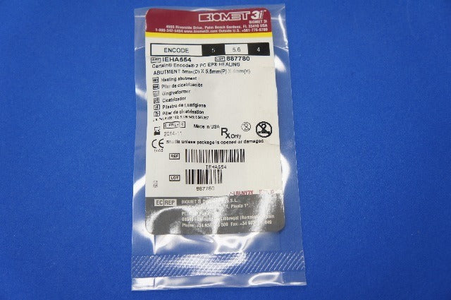 Biomet IEHA554 Certain Encode 2 PC EP Healing Abutment 5mm x 5.6mm x 4 ...