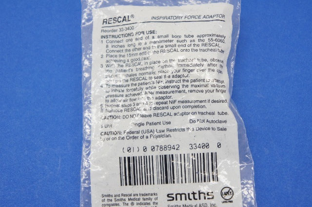 Smiths 33-3400 RESCAL Inspiratory Force Adaptor – Imedicsales