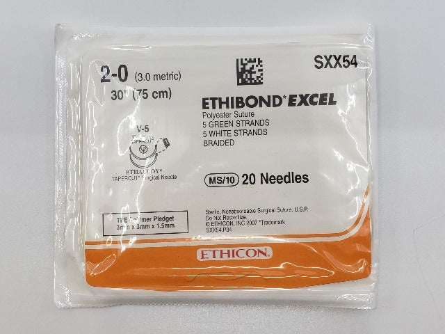 Ethicon SXX54 2-0 ETHIBOND EXCEL, V-5, 13mm 1/2c TAPERCUT, 30in. ~Box ...