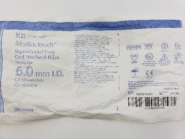 Covidien 18860 Mallinckrodt TaperGuard Evac Oral Tracheal Tube 6.0mm I ...