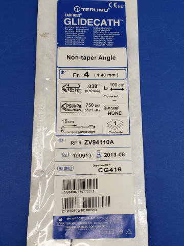 Terumo ZV94110A RADIFOCUS GLIDECATH Angiographic Cath. 4Fr. x 0.038in ...