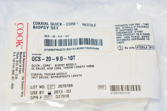 Cook G27018 Coaxial Quick - Core Ndle Biopsy Set 20G x 9cm (x ...
