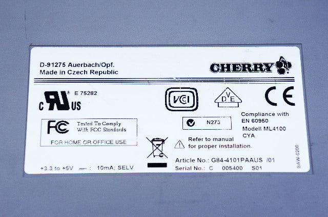 Cherry ML4100 Ultraslim Keyboard- Light Gray - US 83 Key Layout. USB ...