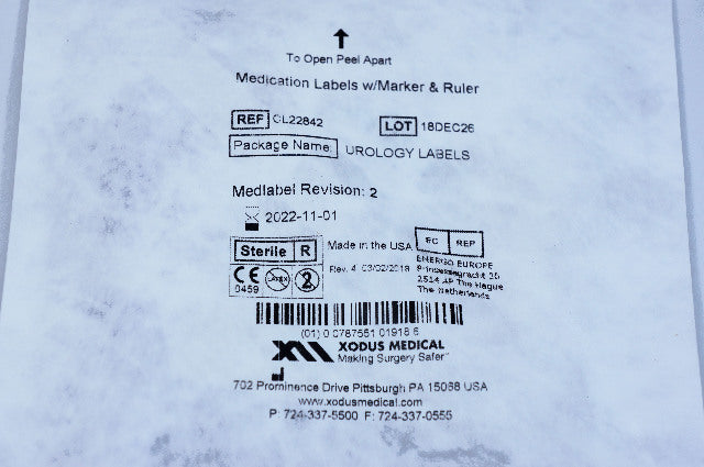 Xodus Medical CL22842 Medication Labels w/Marker & Ruler Urology ...
