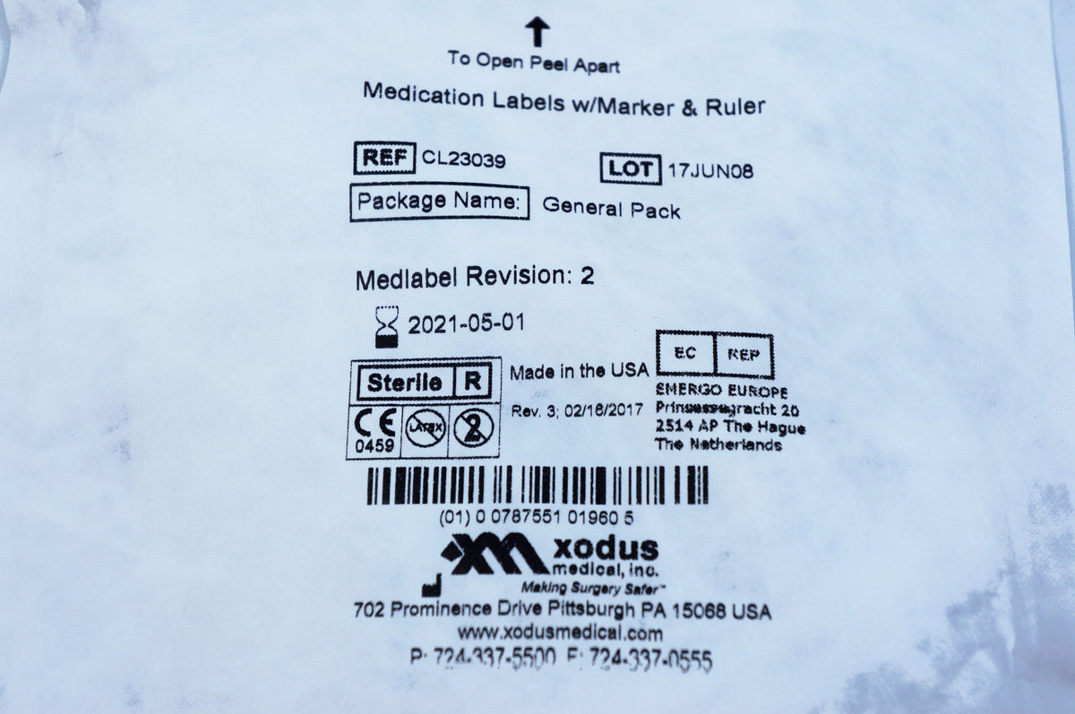 Xodus Medical CL23039 Medication Labels w/Marker & Ruler – Imedicsales