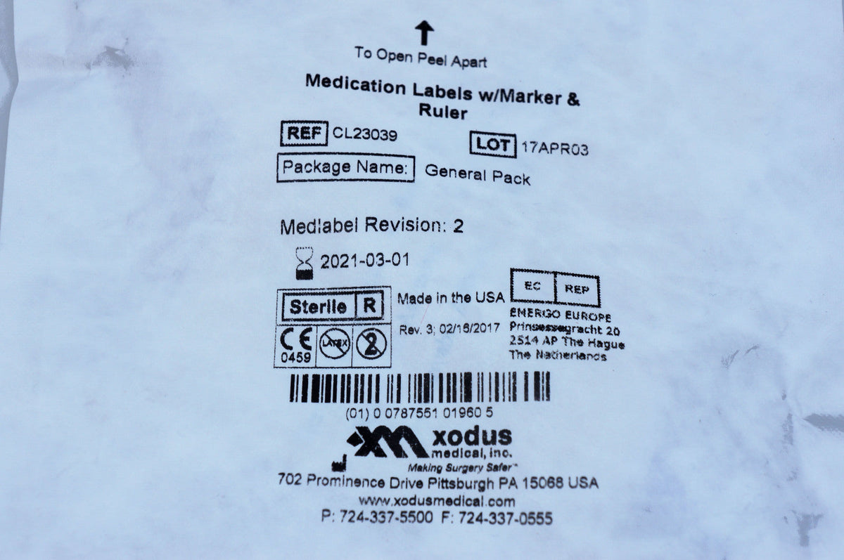 Xodus Medical CL23039 Medication Labels w/Marker & Ruler General Pack ...