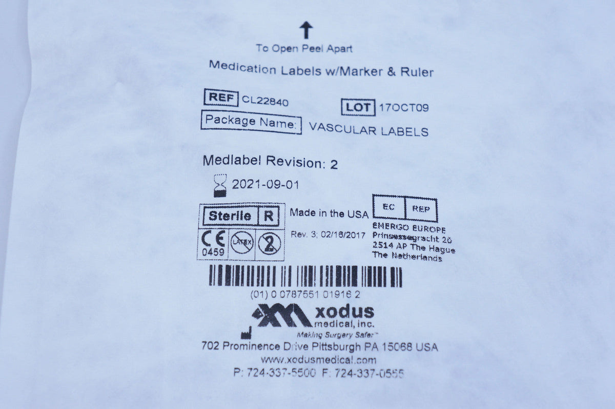 Xodus Medical CL22840 Medication Vascular Labels – Imedicsales