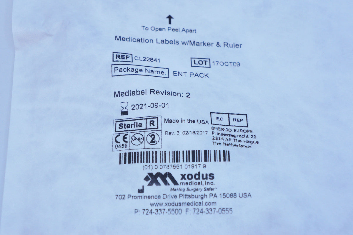 Xodus Medical CL22841 Medication Labels ENT Pack – Imedicsales