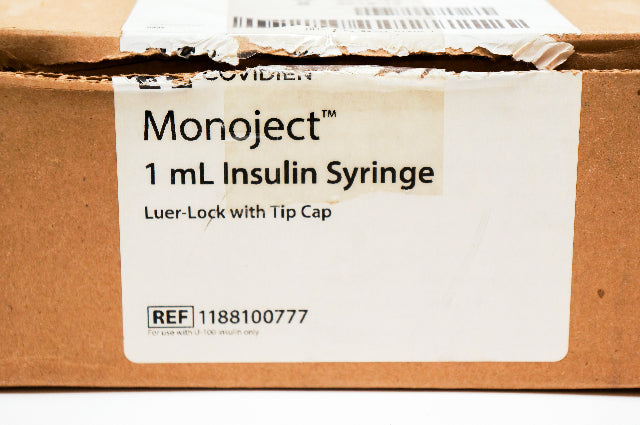 Covidien 1188100777 Monoject 1 mL Insulin Syringe Luer-Lock W/Tip Cap ...