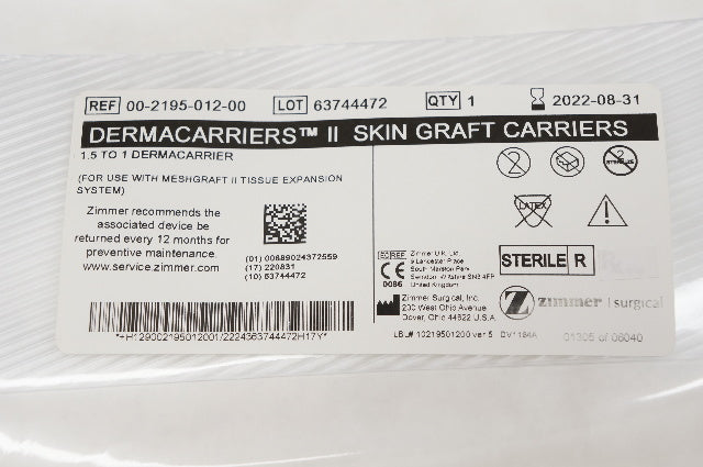 Zimmer 00-2195-012-00 DERMACARRIERS II Skin Graft Carriers 1.5 to 1 ...