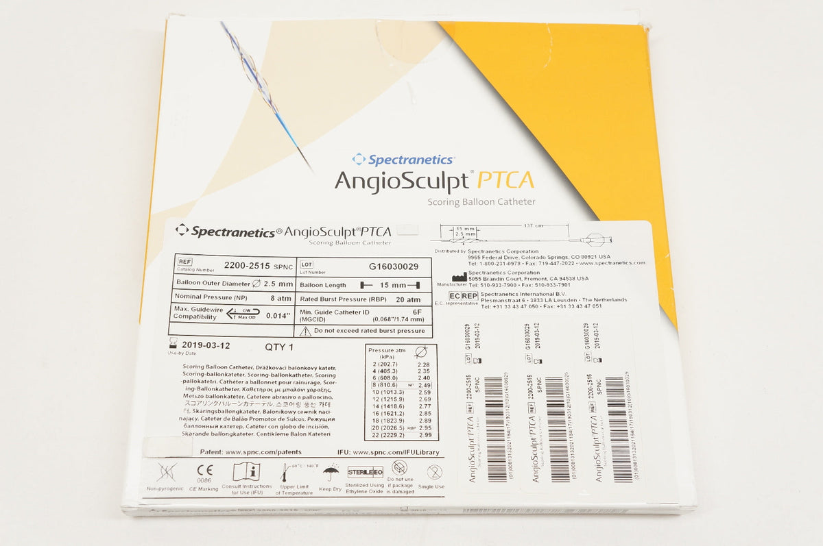 Spectranetics 2200-2515 AngioSculpt PTCA Scoring Balloon Cath. 2.5mm x ...