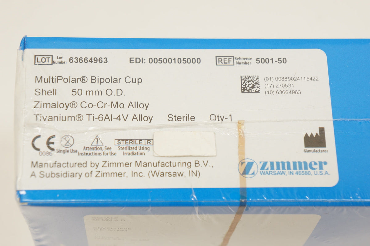 Zimmer 5001-50 MultiPolar Bipolar Cup Shell, 50mm OD – Imedicsales