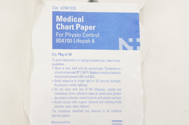 NOVAPLUS V2941335 Medical Chart Paper For Physio Control 804700 - Pack ...