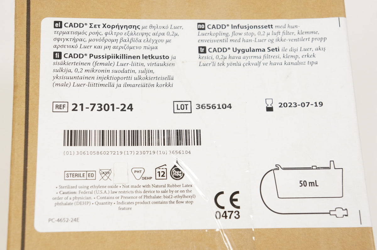 Smiths Medical 21-7301-24 CADD Administration Set 50 mL - Box of 12 ...