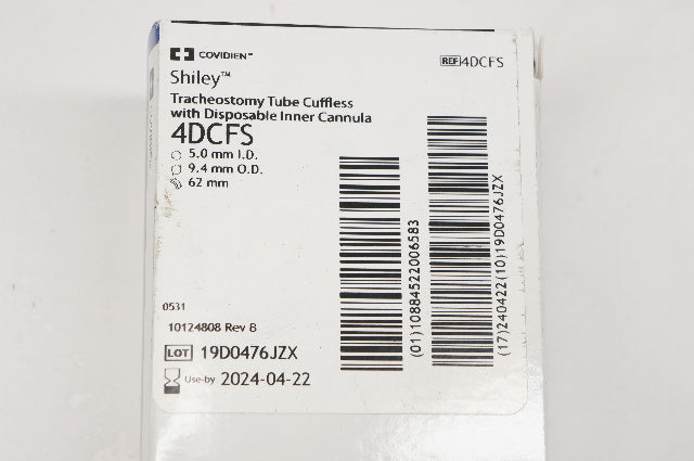 Covidien 4DCFS Tracheostomy Tube Cuffless With Disposable Inner Cannul ...